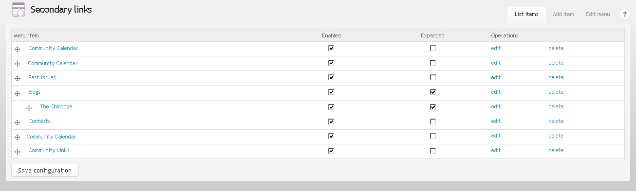 Expanded menus | Drupal Groups